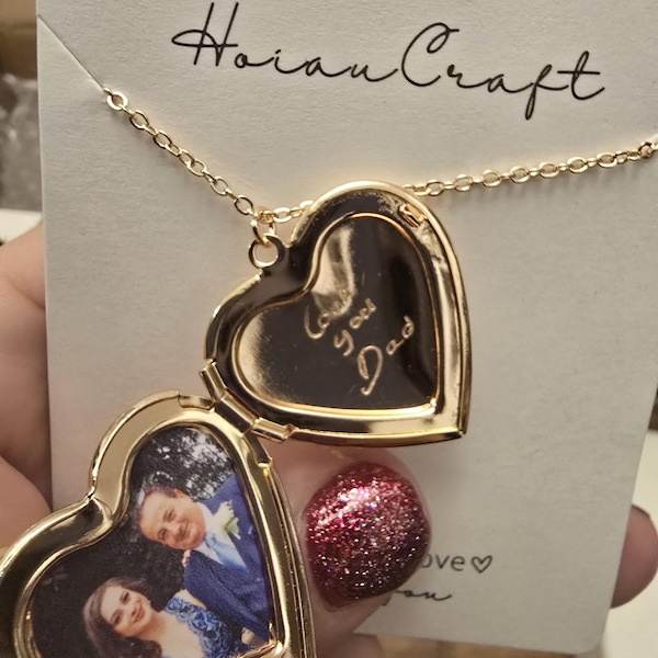 Personalized Heart Locket Necklace - Custom Photo Locket With Engraved ...