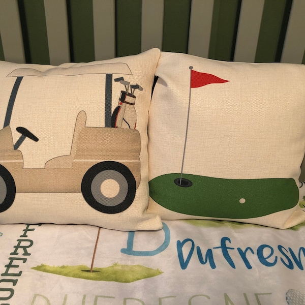Golf Pillow, Linen Golf Pillow, Gift for Golfer, Linen Pillow Cover ...