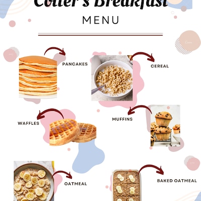 Toddler Breakfast Lunch & Dinner Menu - Etsy
