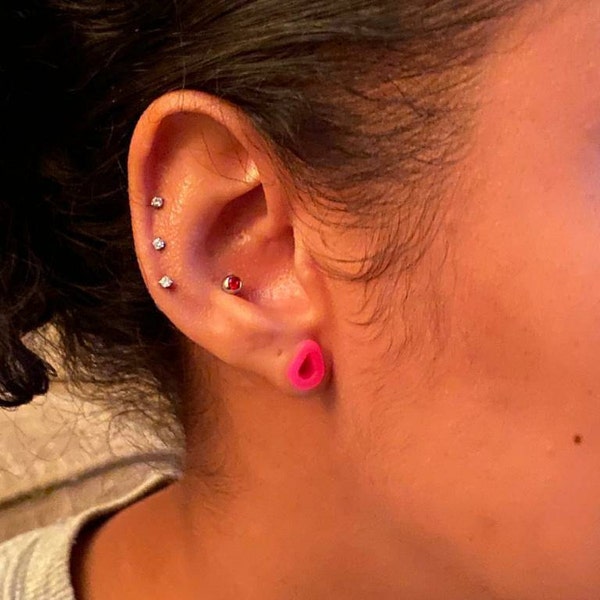 Pink Alien Dropz Teardrop Ear Plugs Gauges Tunnels Soft Silicone ...