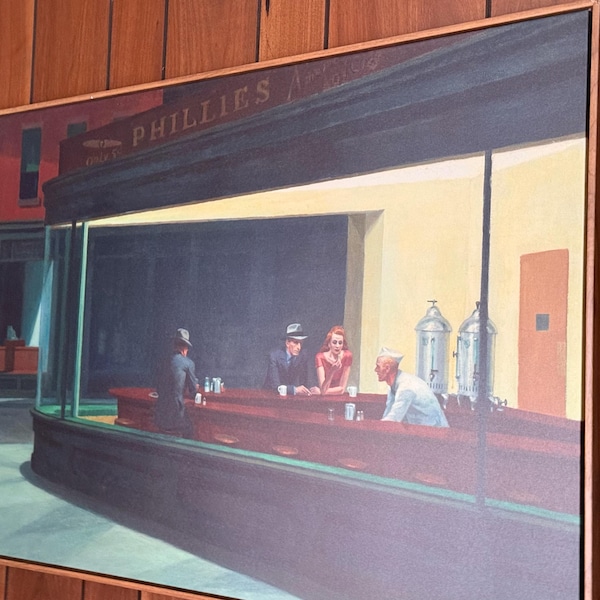 Edward Hopper Nighthawks, Framed Canvas Print, Large Wall Art Print ...