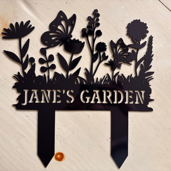 Personalized Garden Metal Sign With Stakes, Flower Decor - Etsy