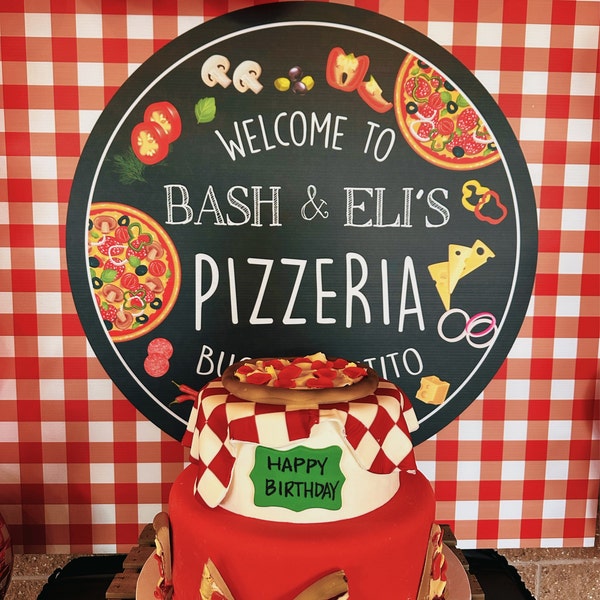 Pizza Party Pizzeria Birthday Pizza Photo Backdrop Pizza Party Banner ...