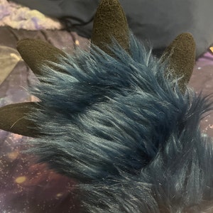 Bright Red Furry Plush Fursuit Hand Paws Red Luxury Fur With White ...