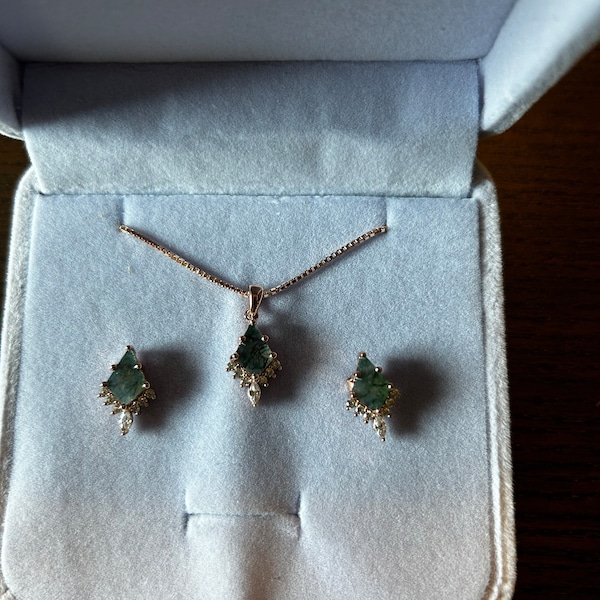 Skye Kite Green Moss Agate Necklace for Women 14K Rose Gold Vermeil ...