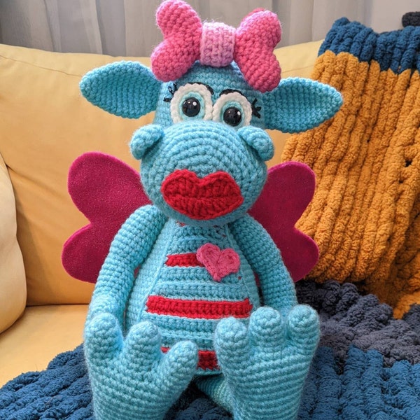 Dragon Crochet Pattern, Valentine Dragon, Pink Dragon (english PDF File ...