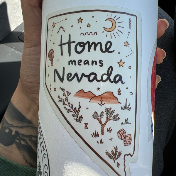 Home Means Nevada Sticker - 4" - Las Vegas Art Design Illustration Map ...