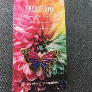 Bi Pride Butterfly Pin 25% to Charity Queer-owned Business LGBTQ2SIA ...