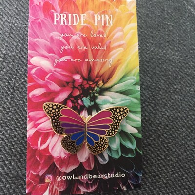 Bi Pride Butterfly Pin 25% to Charity Queer-owned Business LGBTQ2SIA ...