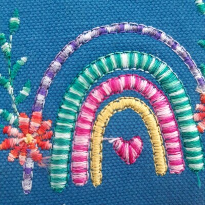 Flower Heart Rainbow Embroidery Design Floral Machine - Etsy