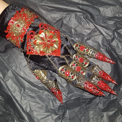 Gothic Claws Full Hand Piece Halloween Black and Purple Goth Jewellery ...