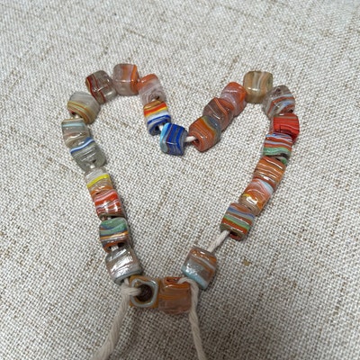 Traditional Turkish Artisan Handmade Cube Glass Beads, Large Hole Glass ...