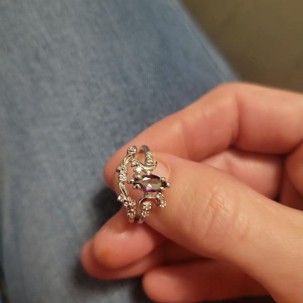 Black Opal Engagement Ring Set 925 Silver Black Opal Wedding Ring Set ...