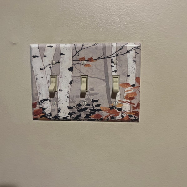 Birch Tree Switch Plate Rustic Woods Tree Decor Cabin Decor - Metal ...