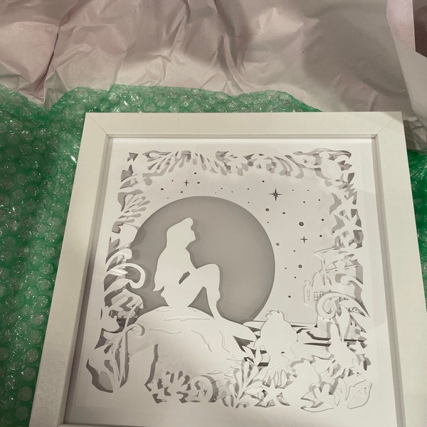 The Little Mermaid, Ariel, Beach Life, Decorative Shadow Box Shadowbox ...