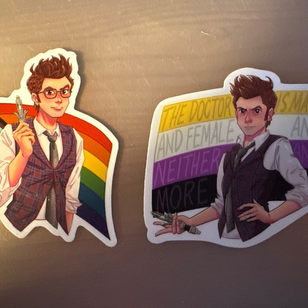 Pride Flag 14th Doctor Sticker, David Tennant, Doctor Who, Fourteenth ...