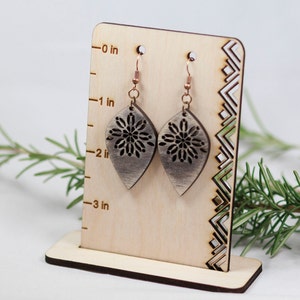 Minimalist Floral Quad Laser Engraved Earrings Digital - Etsy