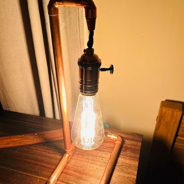 Copper Pipe Lamp, Desk Lamp, Copper Light, Bedside Lamp - Etsy