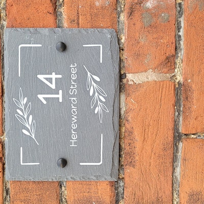 Rustic Slate Door Number, Slate Gate Sign Plaque, Stone Home Number ...