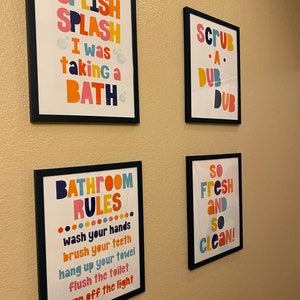 Colorful Kids Bathroom Printable Signs, Set of 9, Rainbow Colors ...