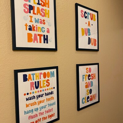 Colorful Kids Bathroom Printable Signs, Set of 9, Rainbow Colors ...