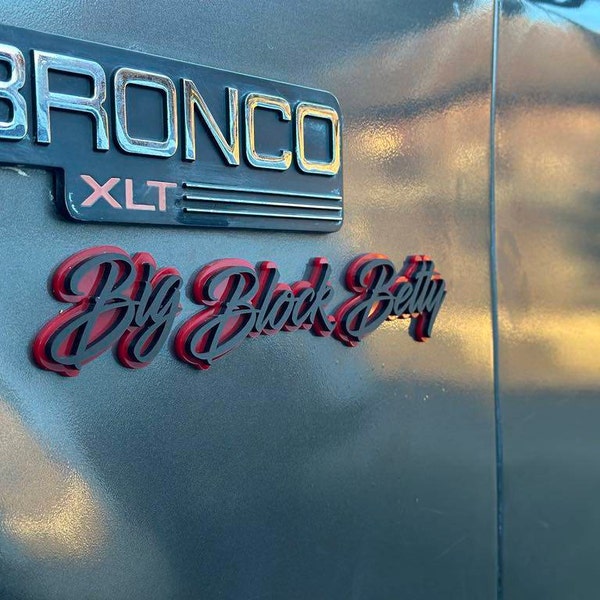 Custom Cursive Font Car Emblem - Custom Colors - Installs in Seconds ...