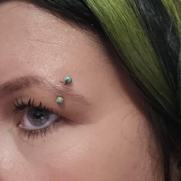 16g Titanium Internal Thread Star + Blue Opal Curved Barbell Rook ...