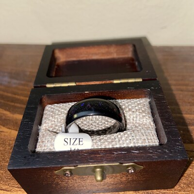 The Astronomer Nebula Ring, Mens Wedding Ring, Black Tungsten Outer ...