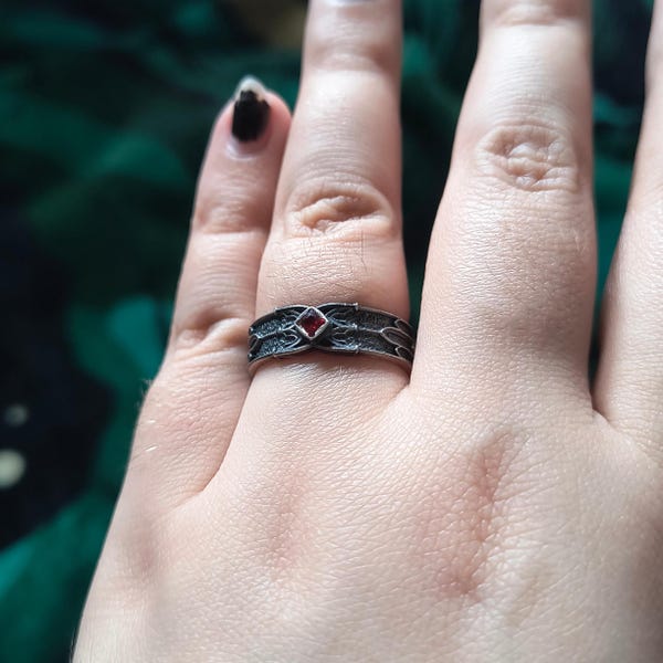 Sterling Silver Gothic Wedding Rings, Engagement Rings, Handmade ...