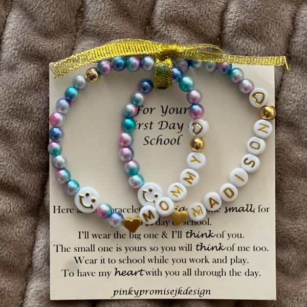 Back to School Bracelets| Mommy and Me Bracelet | First Day of School ...