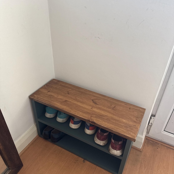 Solid Rustic Shoe Rack| Farmhouse Shoe Storage | Handmade Rustic Bench ...