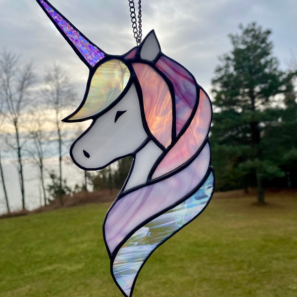 Stained Glass Pattern Easy Unicorn unicorn Bust, Window Hangings, for ...