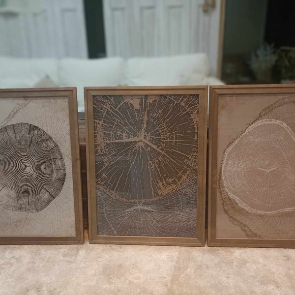Beige Tree Ring Prints Set of 3 Nordic Prints Tree Stump Prints Tree ...