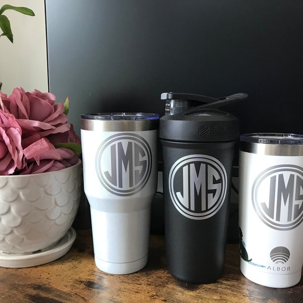 Monogram Decal for 20oz Tumbler Personalized Vinyl Sticker for Tumbler ...