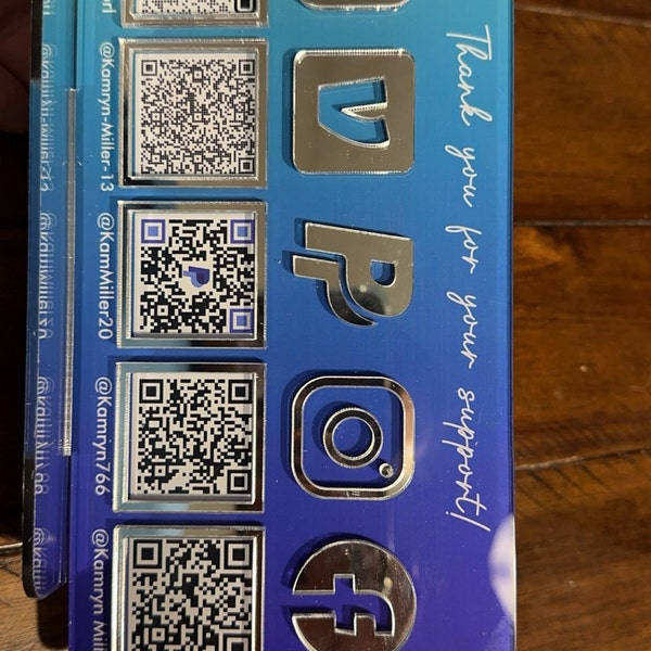 Multi QR Code Business Social Media Sign Payment Sign Instagram Facebook Zelle Venmo Cashapp QR ...