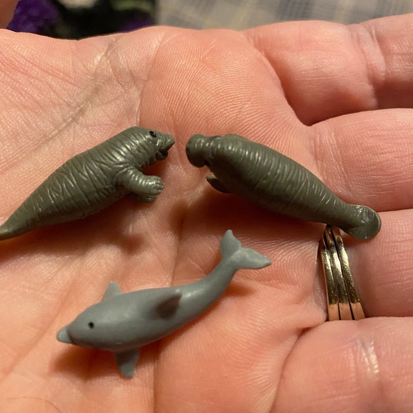 Tiny Dolphin Figurine - Soft Plastic Animal for Diorama or Aquarium ...