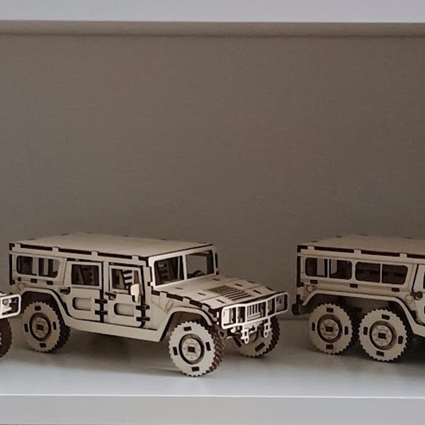 SUV H1 Laser Cut Files: 6-wheel Pickup & Wagon, 1/24 Scale (SVG DXF) - Etsy
