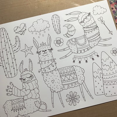 Llama Clipart Illustration Set, Cute Alpaca Clip Art Images, Digital ...