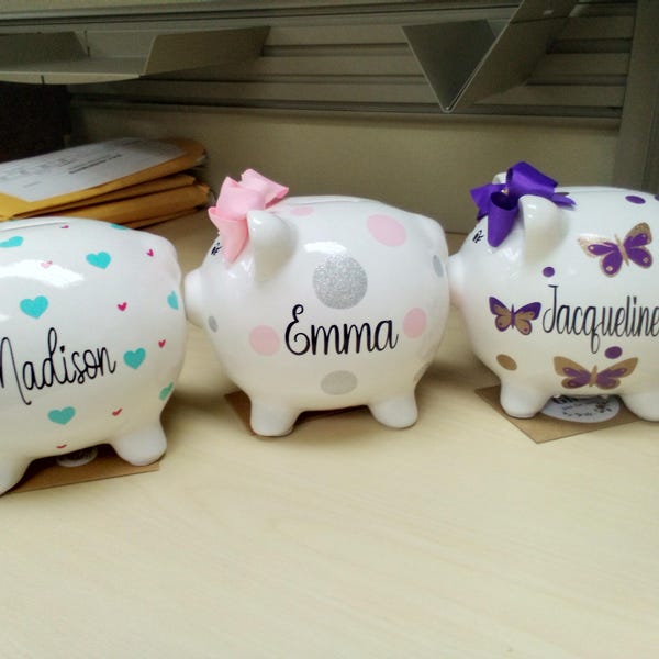 Personalized Flower Piggy Banks for Girls, Banks for Girls, Girl Bank ...