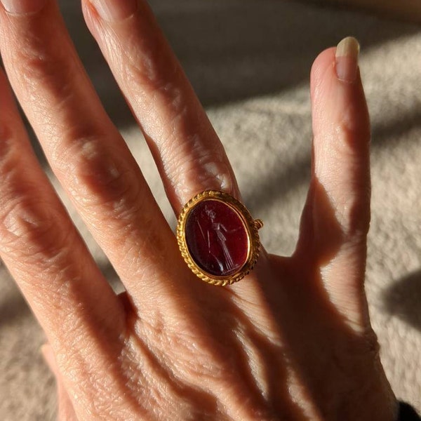 Aphrodite Greek God Ring, Signet Ring, 925 Silver Ring, Blue Glass ...