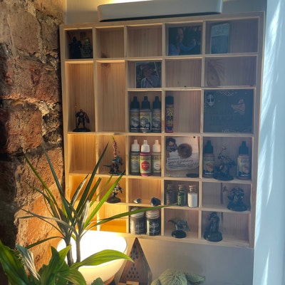 Large Wooden Trinket Display Shelf 51 Compartments Wall - Etsy UK