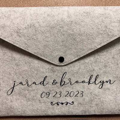 Personalized Grey/black Wedding Planning Felt File Folder, Wedding Day ...