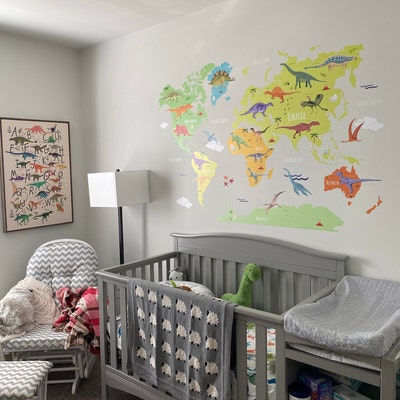 Dinosaur World Map Wall Decal Wall Sticker Dinosaur World - Etsy