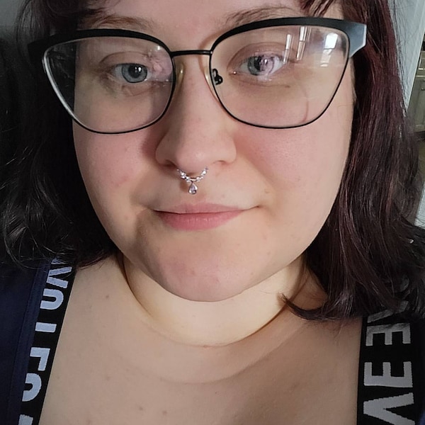 16G Teardrop Purple CZ Dangle Septum Hoop/septum Clicker/dangle Daith ...
