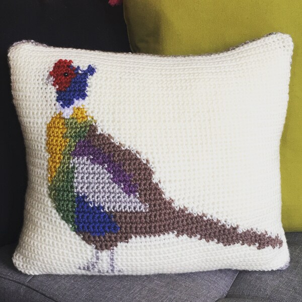 Pheasant Cushion Crochet Pattern, Woodland Animal Pillow, Forest Bird ...