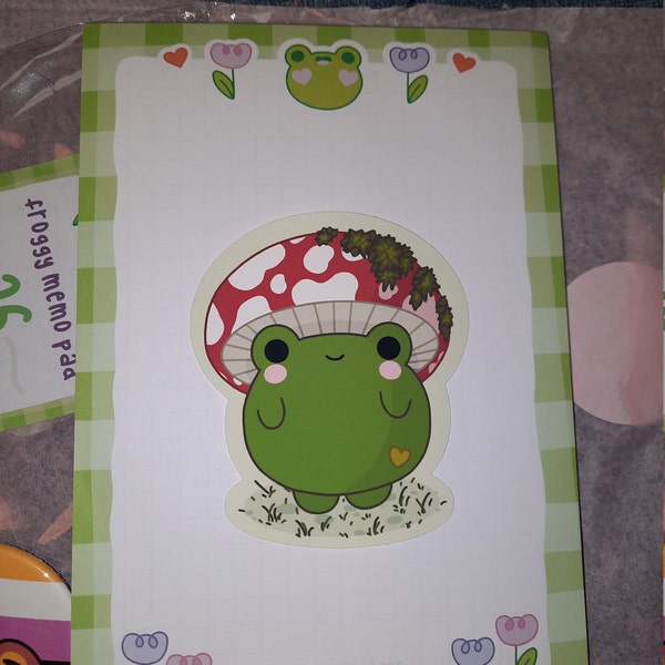 Mushroom Frog Sticker/cute Cottagecore Toad Die Cut/froggy Waterbottle ...