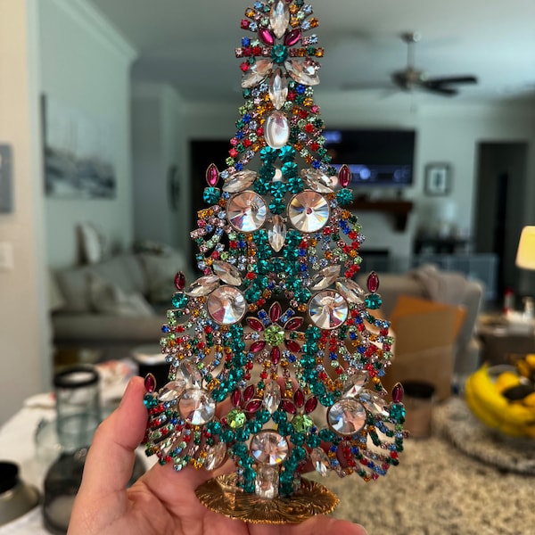 X Large 12.25 Czech Rhinestone Tree, Vintage Christmas Tree, Vintage ...