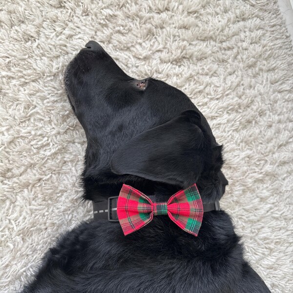 Christmas Plaid Dog Bow Tie / Dog Bow / Holiday Bow / Girl Dog / Boy ...