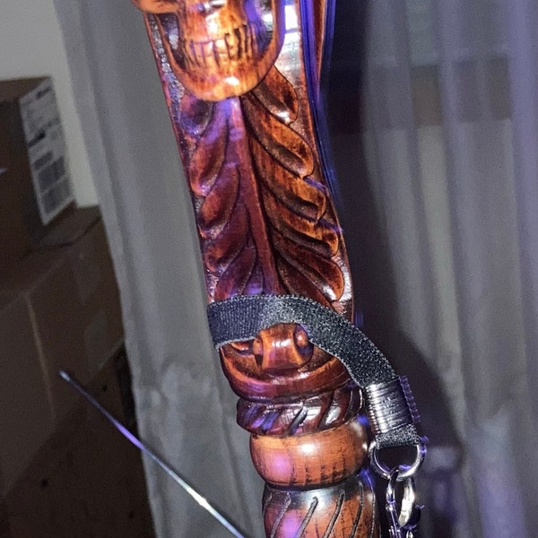 Skull Wooden Walking Cane - Ergonomic Palm Grip Handle Wood Carved ...