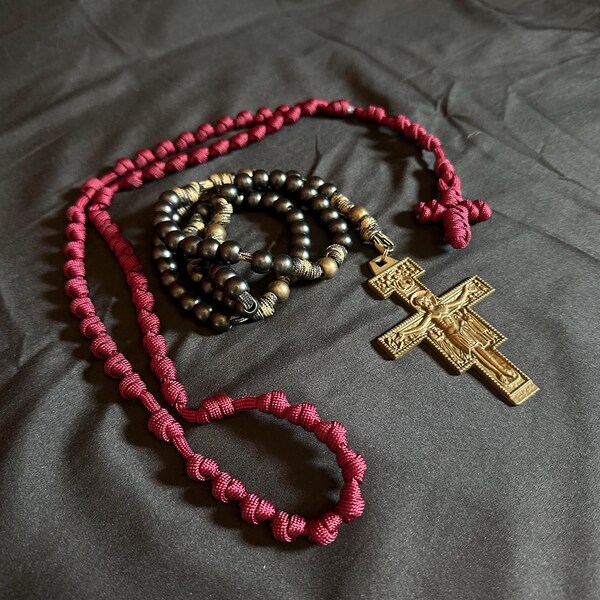 Celtic Anglican Knotted Rosary Rope With Stainless Steel Cross. Dark ...